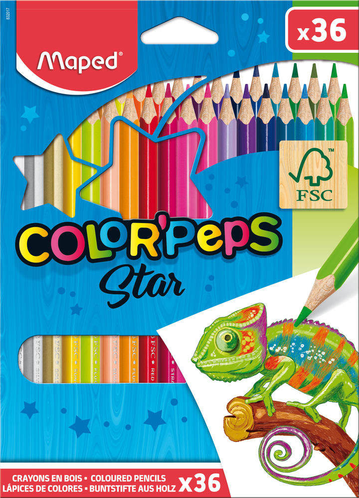 Crayons de couleur Color’Peps Star bois FSC – Maped