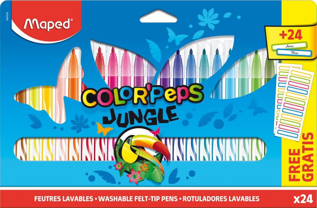 Boîte de feutres de coloriage + 24 étiquettes – Maped France