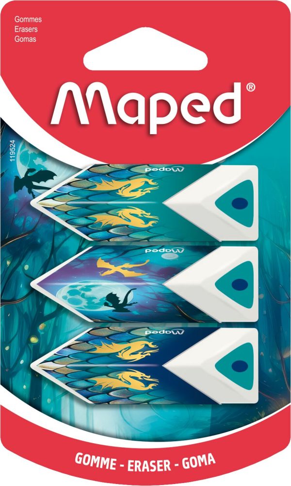 Lot de 3 gommes Dragon – Maped France
